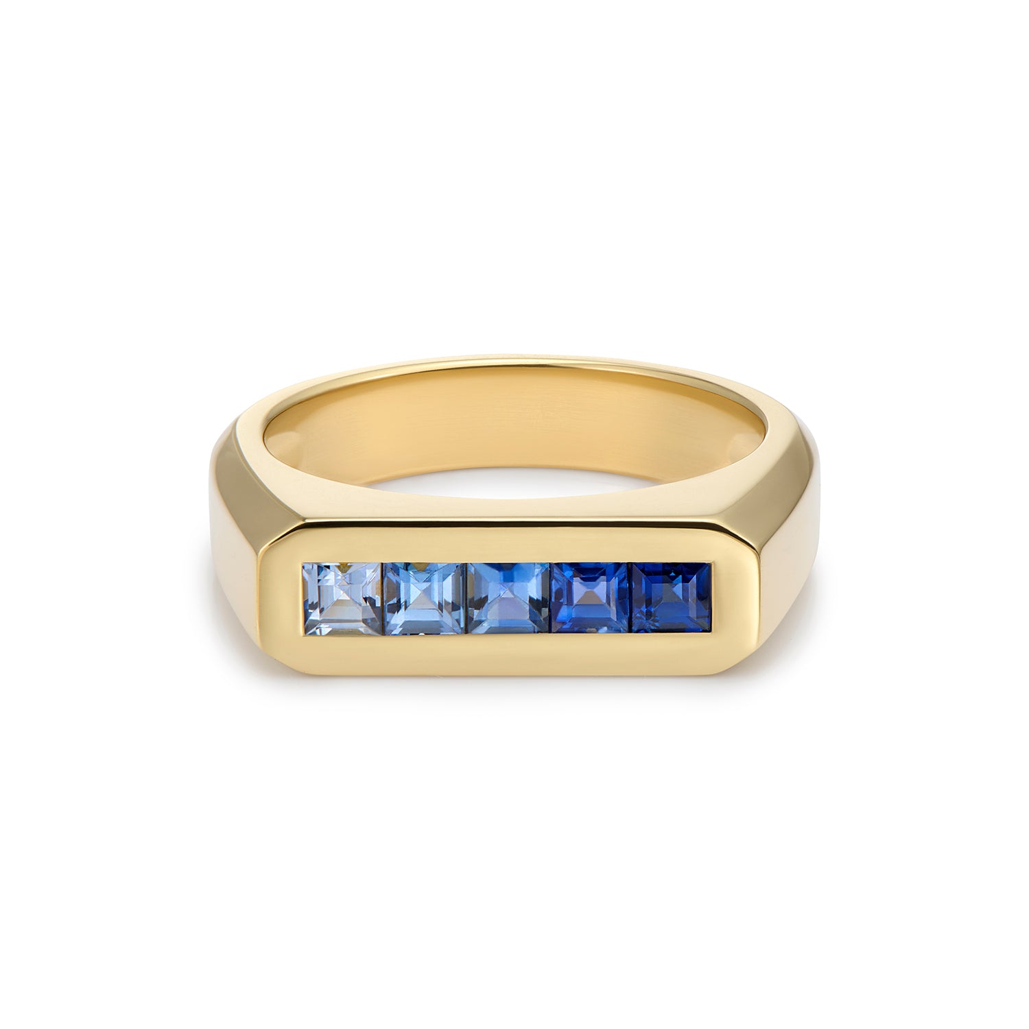 Blue Sapphire Ombre Pinkie Ring